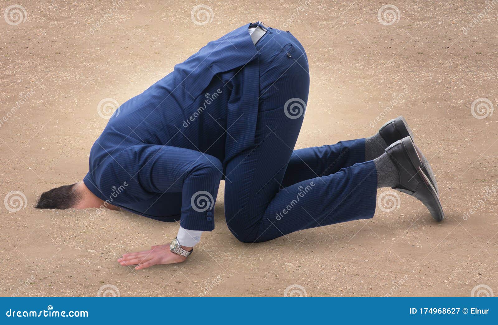 Businessman Hiding His Head in Sand Escaping from Problems Stock Image ...