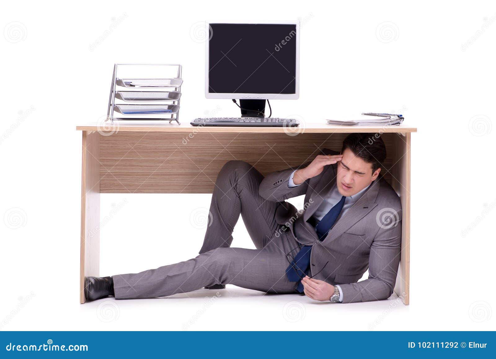 The Businessman Hiding in the Ofice Stock Photo - Image of desperation ...