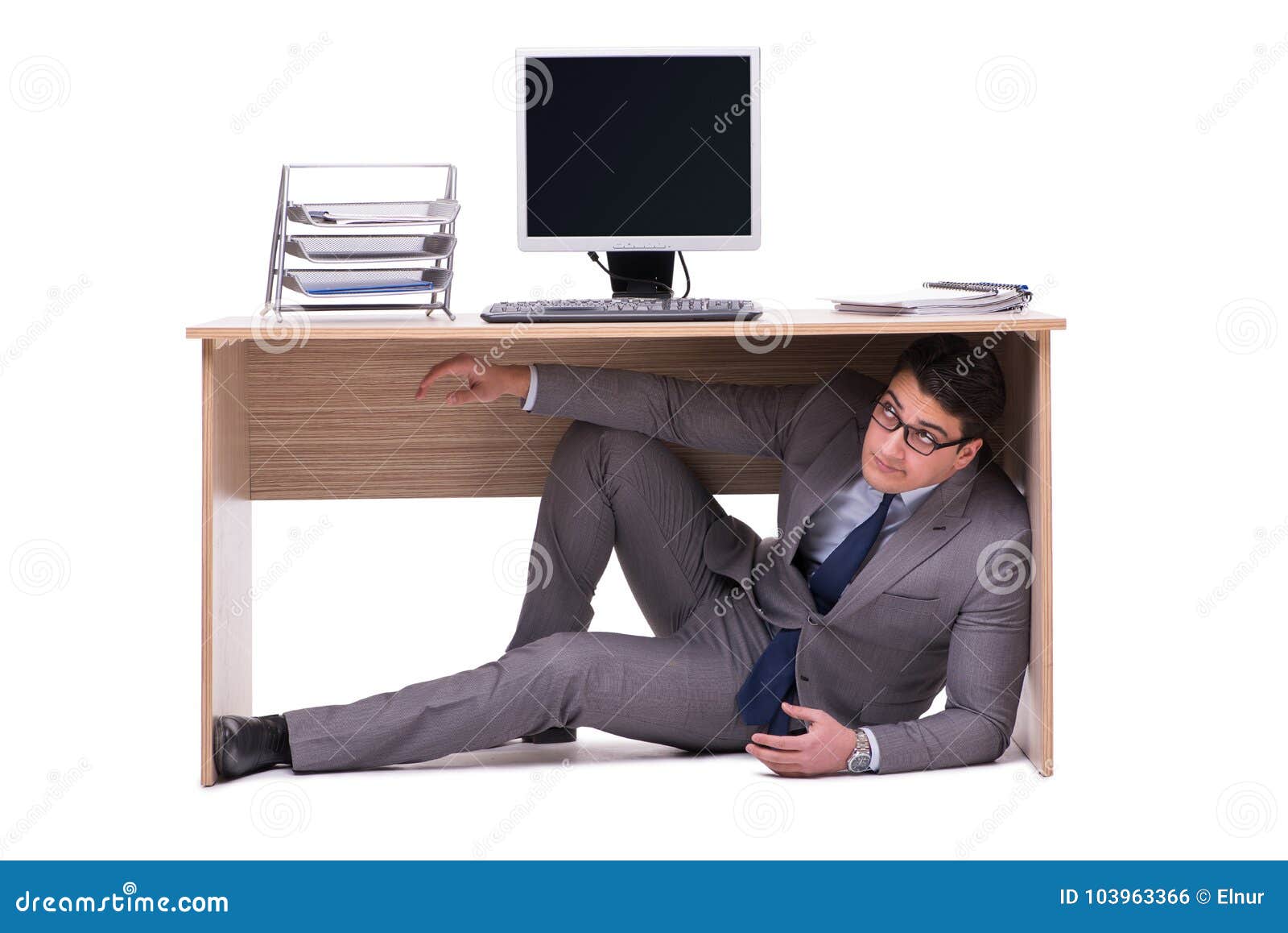 The Businessman Hiding in the Ofice Stock Photo - Image of broke ...