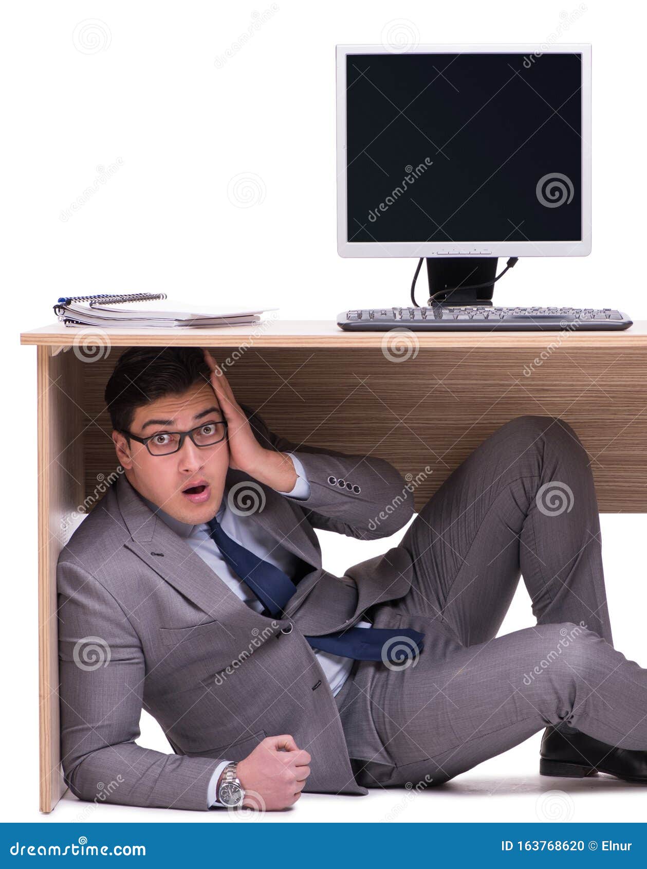 Businessman Hiding in the Ofice Stock Photo - Image of male, bankruptcy ...