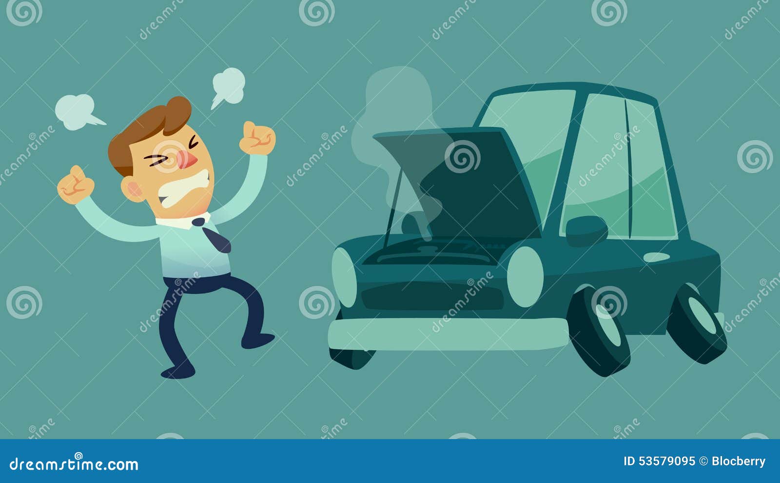 Businessman and His Broken Car Stock Vector - Illustration of damage ...