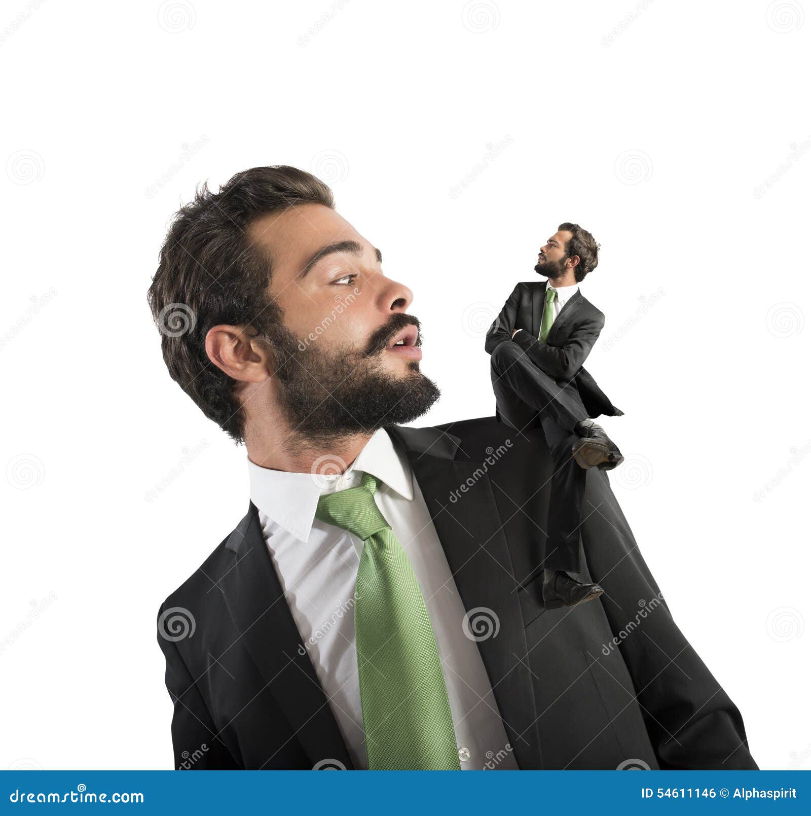 Businessman and His Conscience Stock Photo - Image of naughty, startled ...