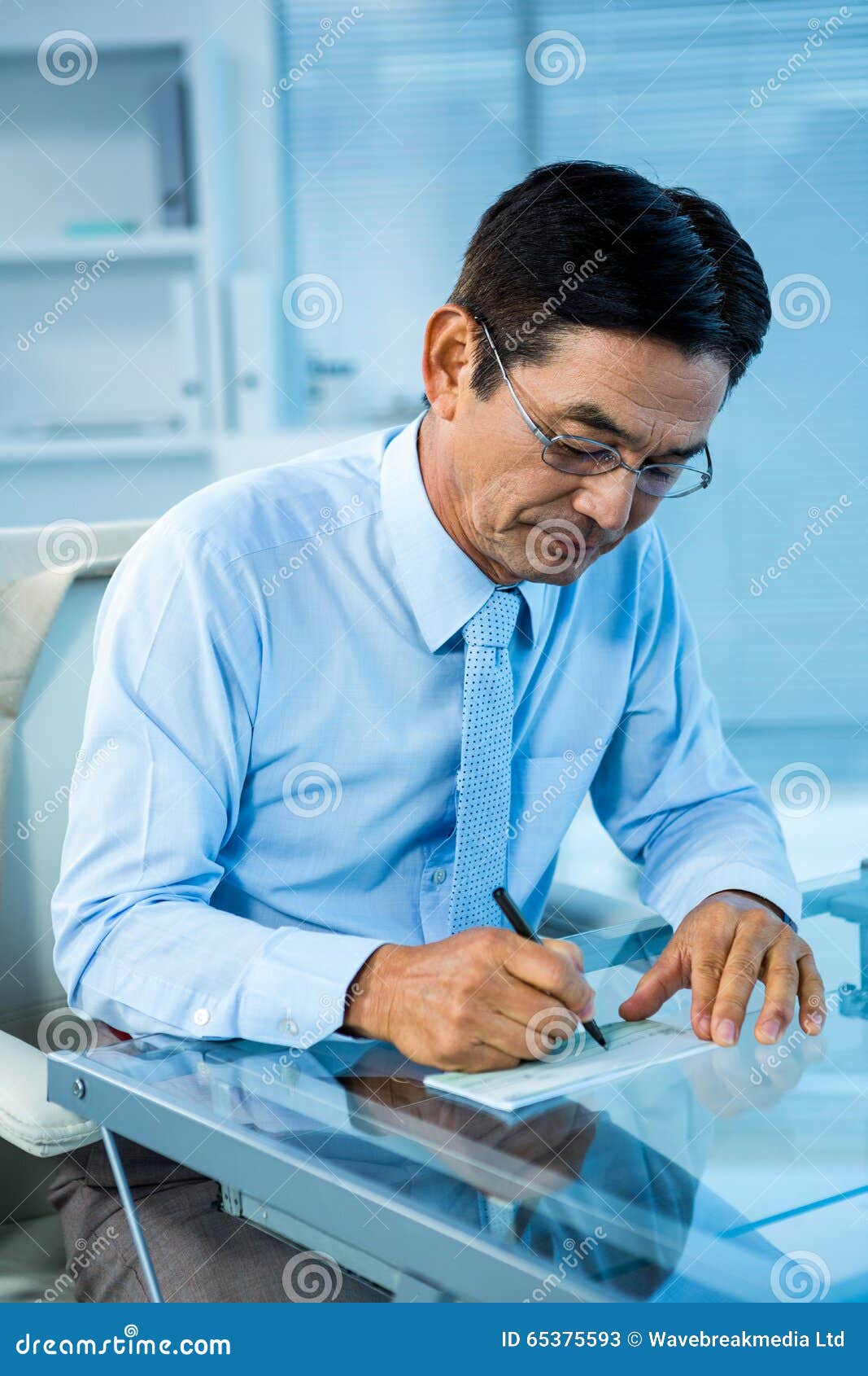 Businessman on His Desk Signing Document Stock Image - Image of classy ...