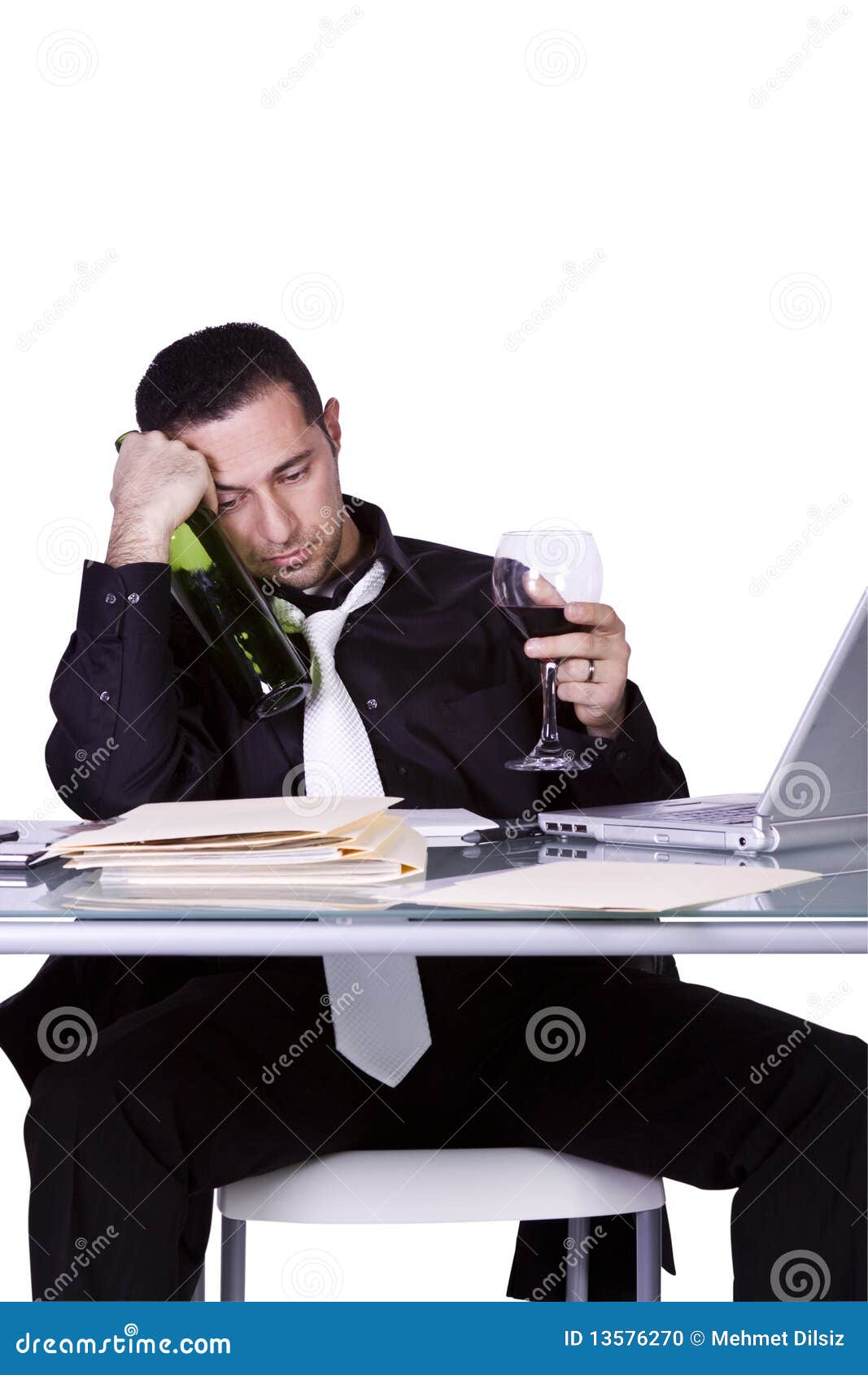 Businessman at His Desk Working Stock Photo - Image of jacket, alcohol ...
