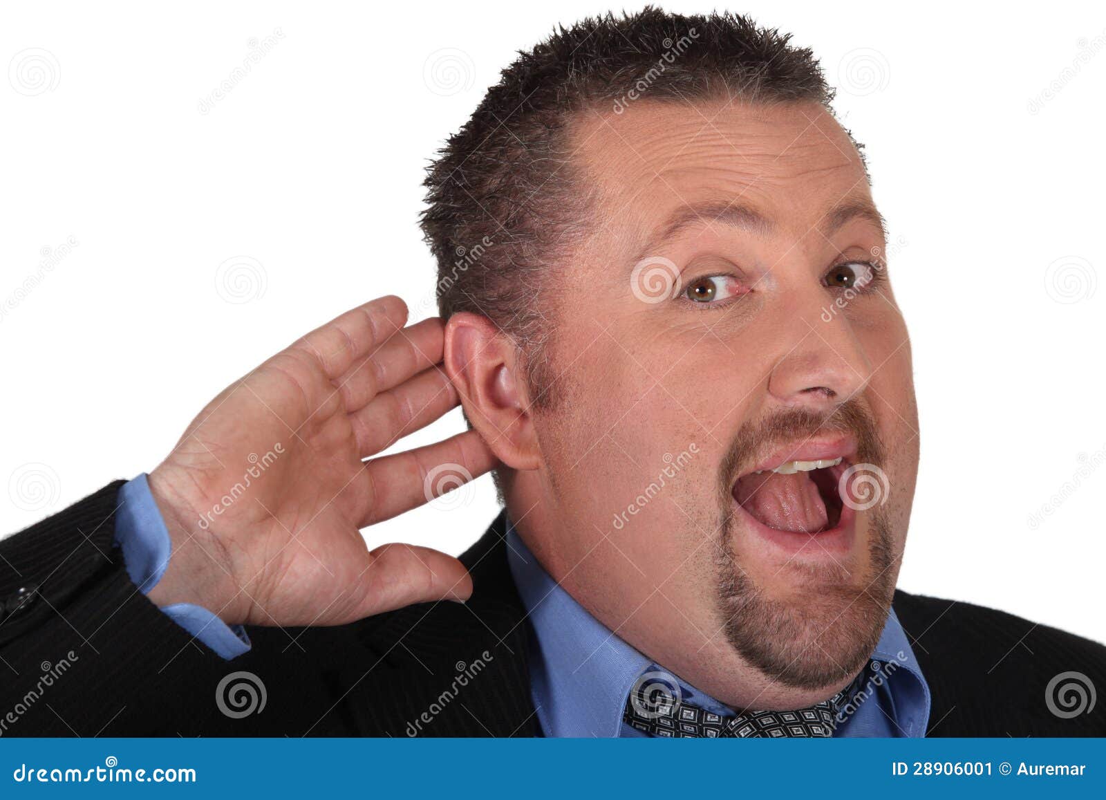 Businessman with His Hand To His Ear Stock Image - Image of mature ...