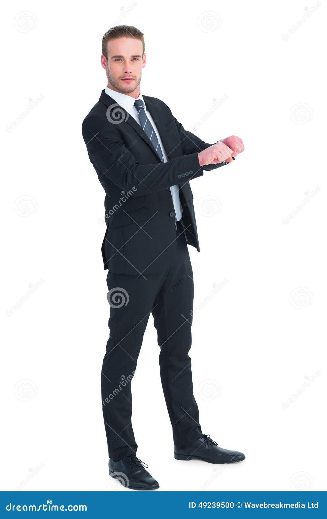 Businessman with His Hands Up Stock Photo - Image of isolated ...
