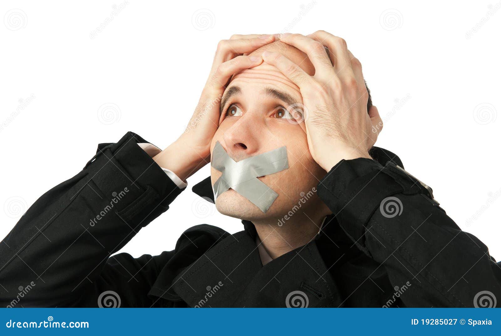 Businessman with His Mouth Taped Shut Stock Image - Image of force ...