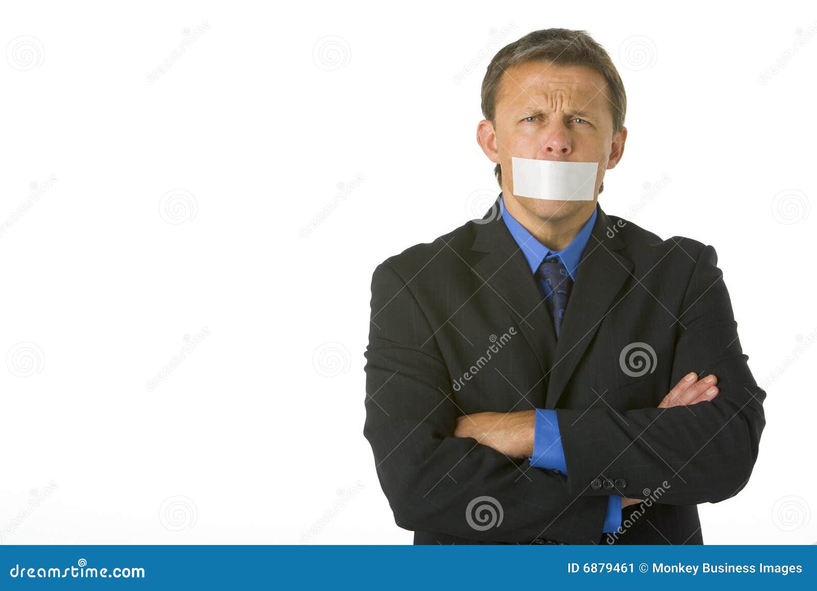Businessman with His Mouth Taped Shut Stock Image - Image of color ...