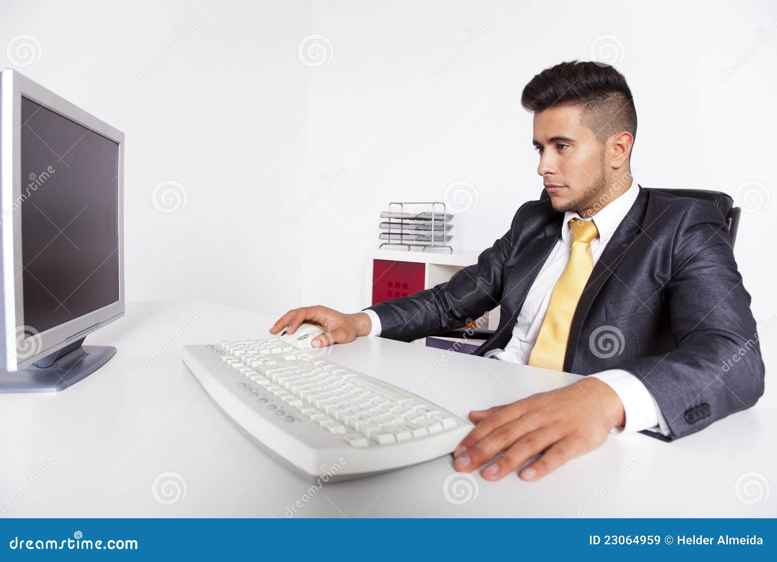 Businessman at his office stock image. Image of equipment - 23064959