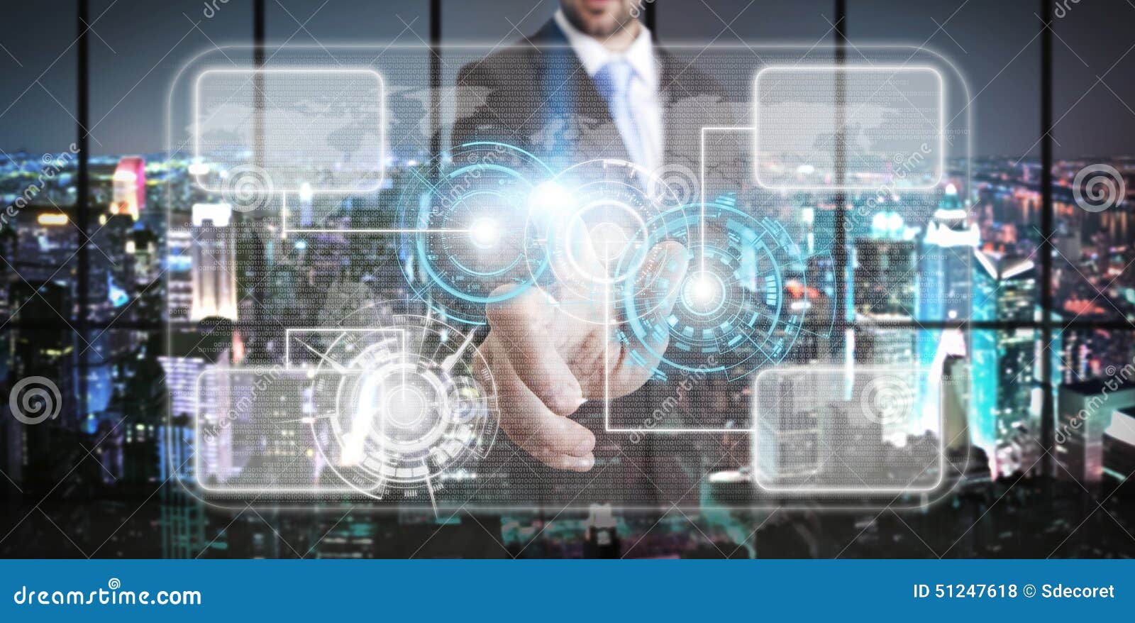 Businessman in His Office Using Tactile Interface Stock Illustration ...