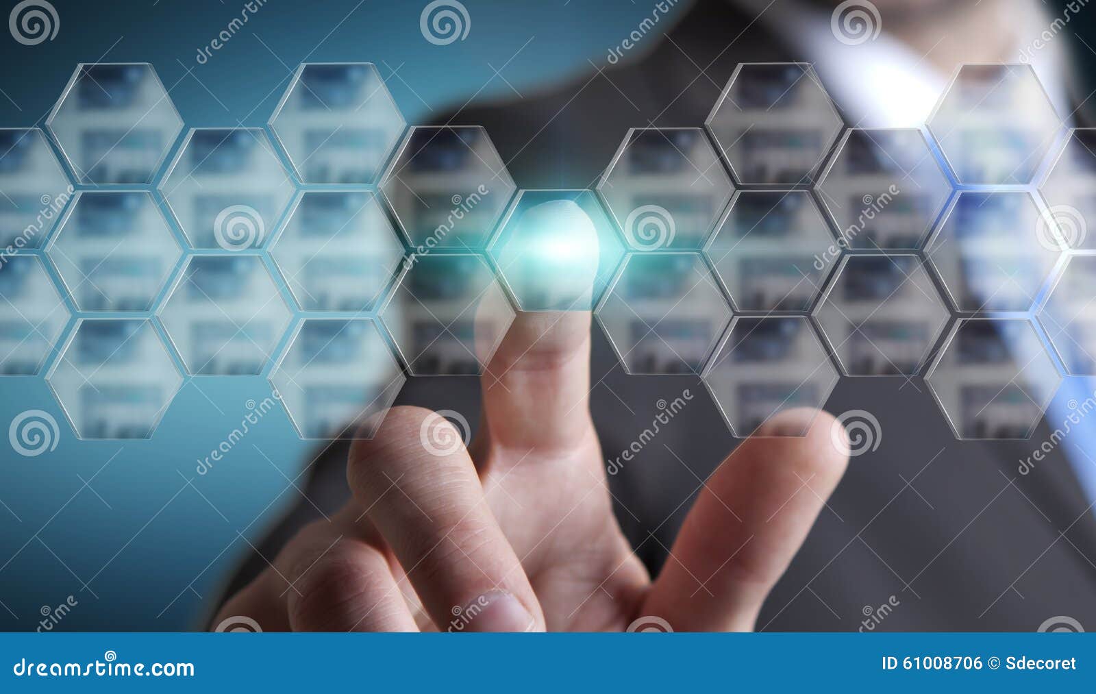 Businessman in His Office Using Tactile Interface Stock Illustration ...