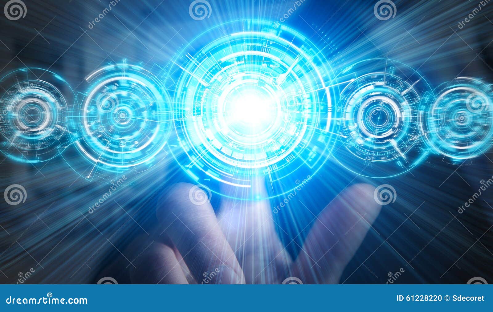 Businessman in His Office Using Tactile Interface Stock Illustration ...