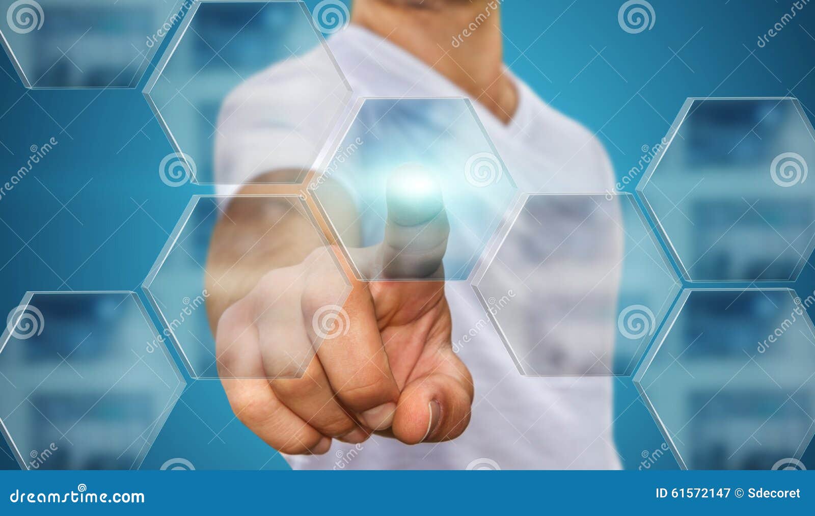 Businessman in His Office Using Tactile Interface Stock Illustration ...