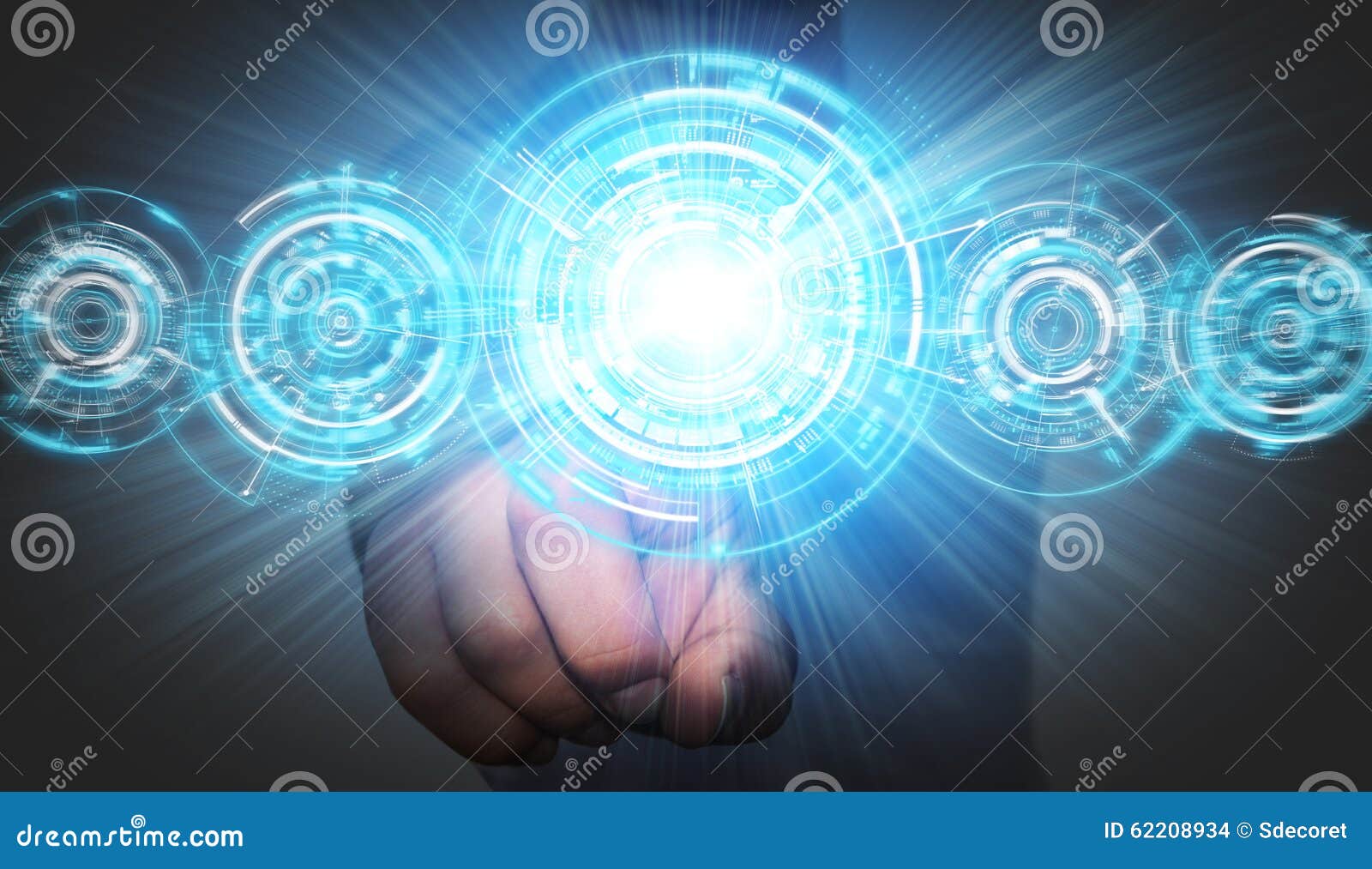 Businessman in His Office Using Tactile Interface Stock Illustration ...