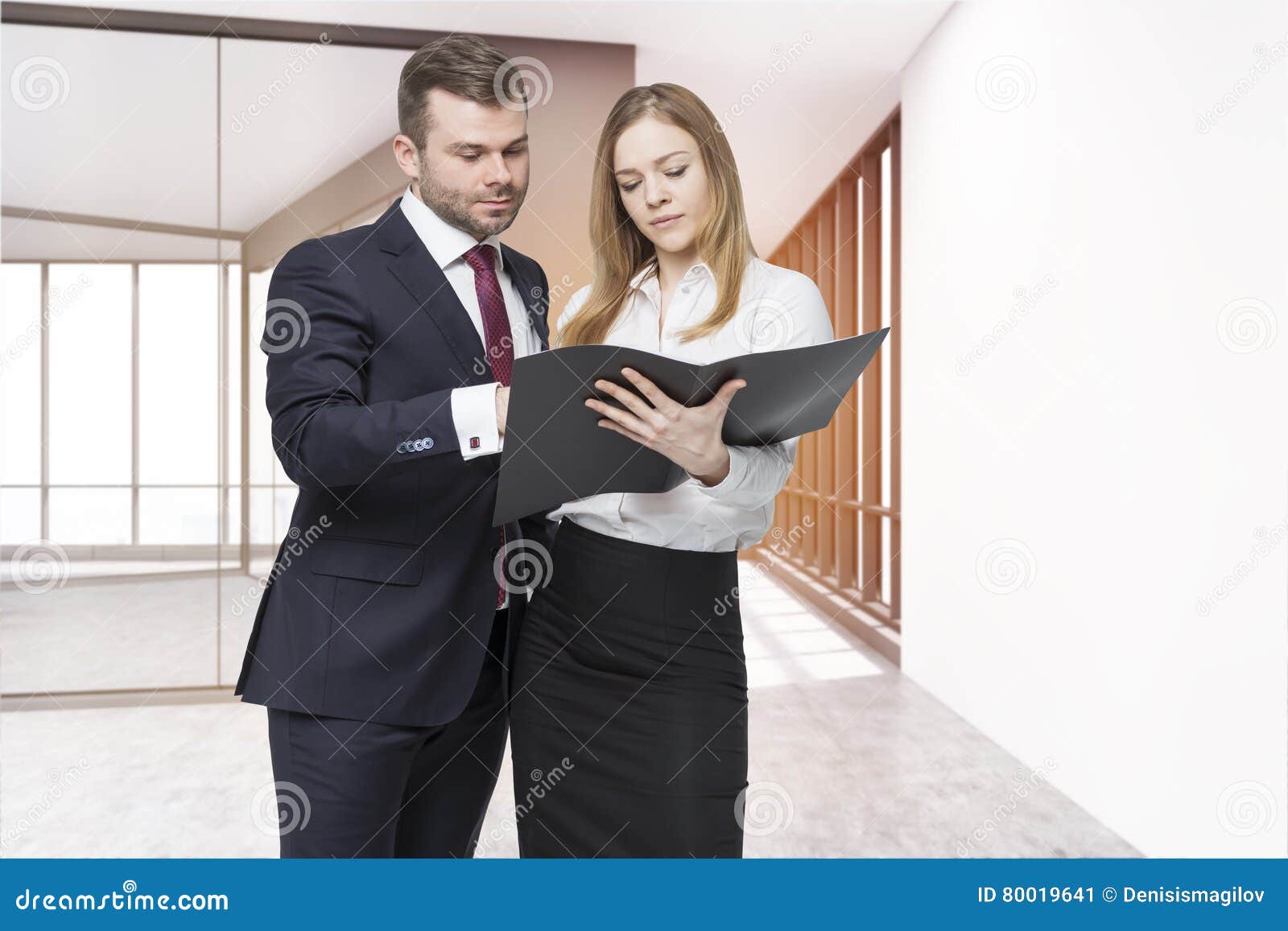 Businessman and His Personal Assistant are Discussing Work Issue Stock ...