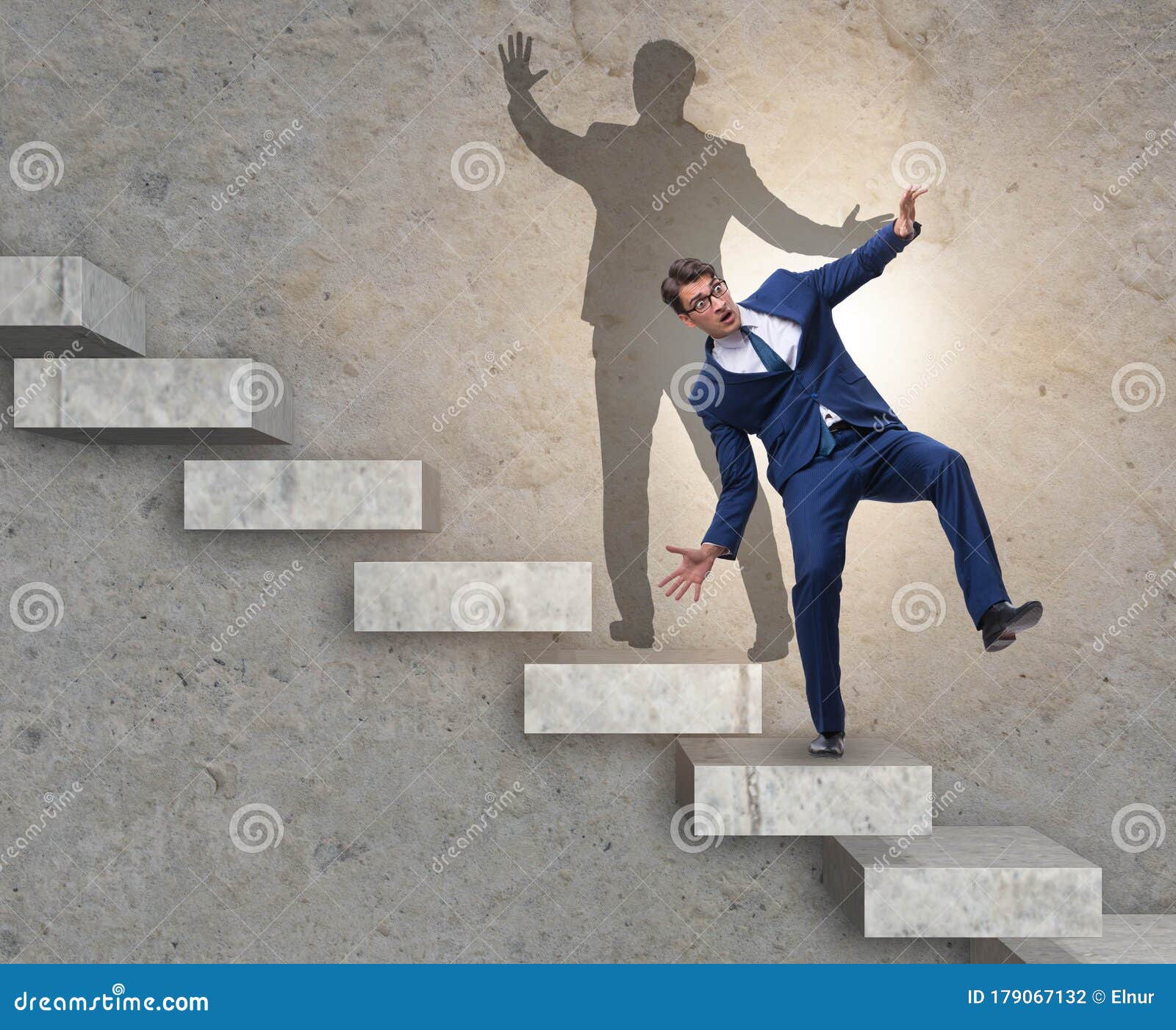 Businessman and His Shadow in Business Concept Stock Photo - Image of ...