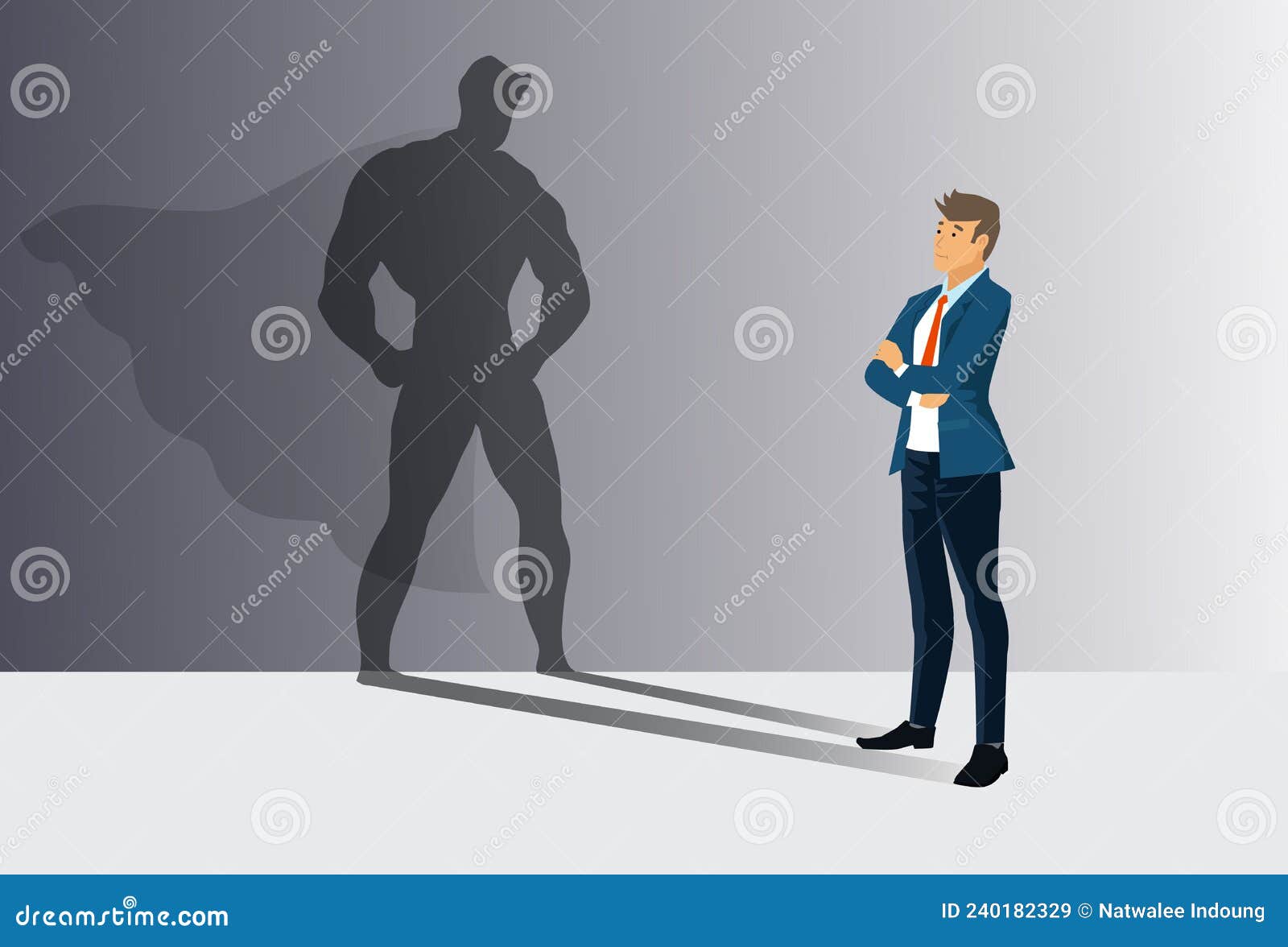 Businessman with His Shadow of Superhero on the Wall. Concept of ...
