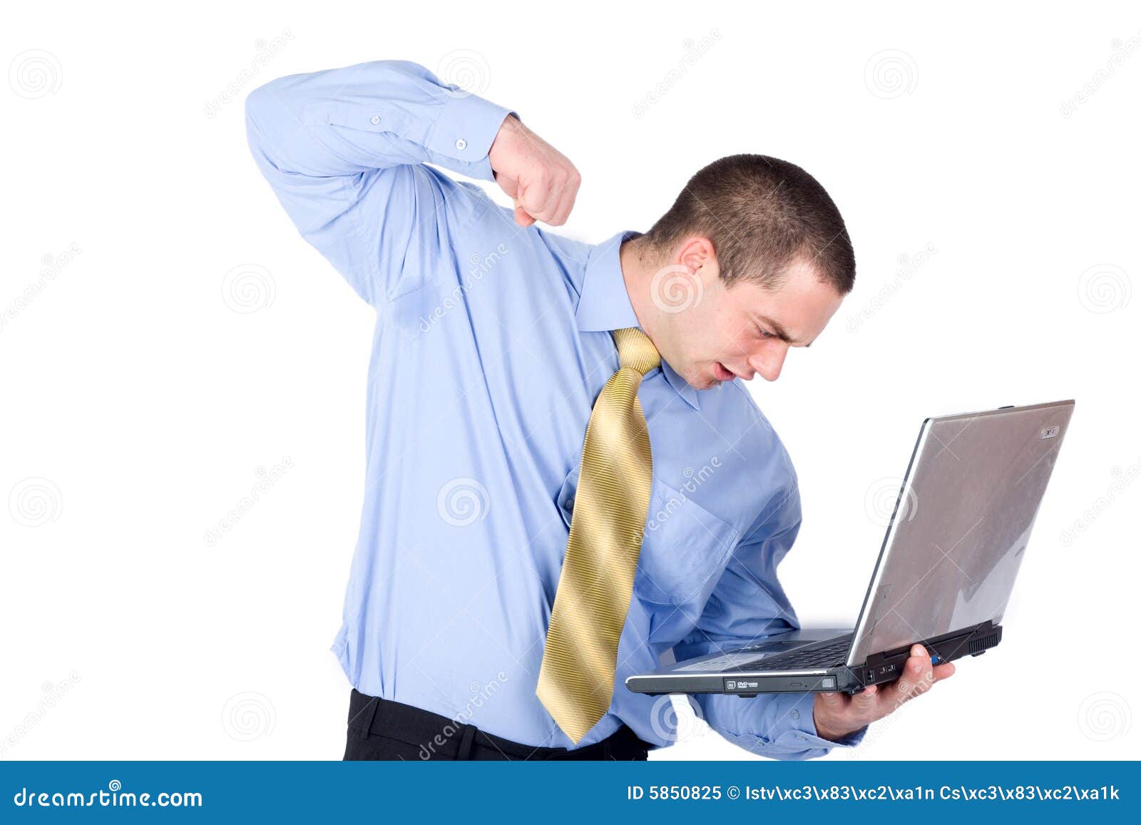 Businessman hit laptop stock image. Image of crazy, work - 5850825