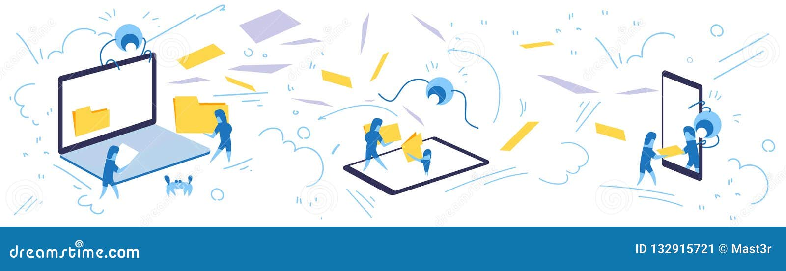 Businessman Hold Folder Online Synchronization Data Privacy Information ...