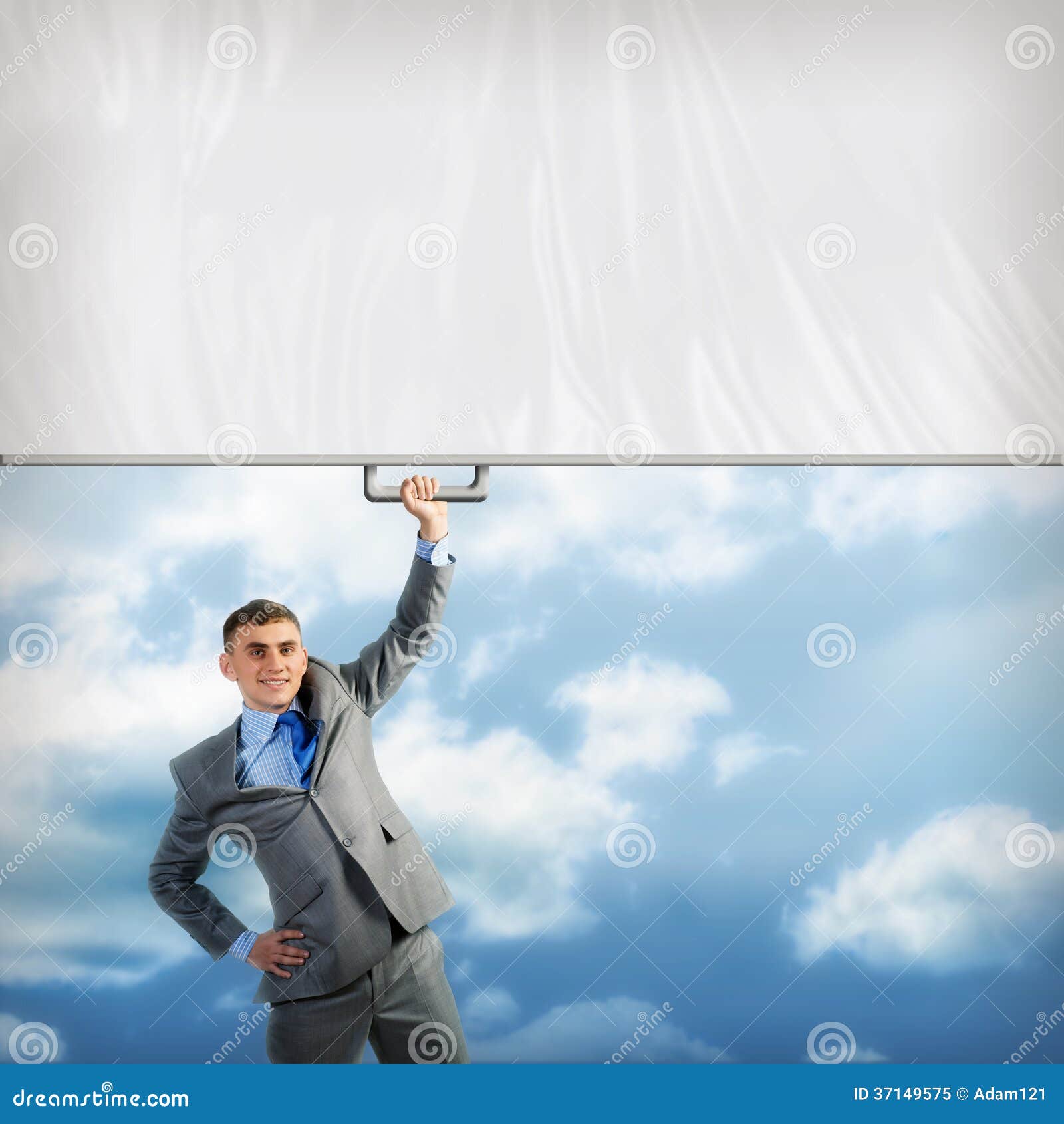 Businessman Holding a Banner with One Hand Stock Image - Image of male ...