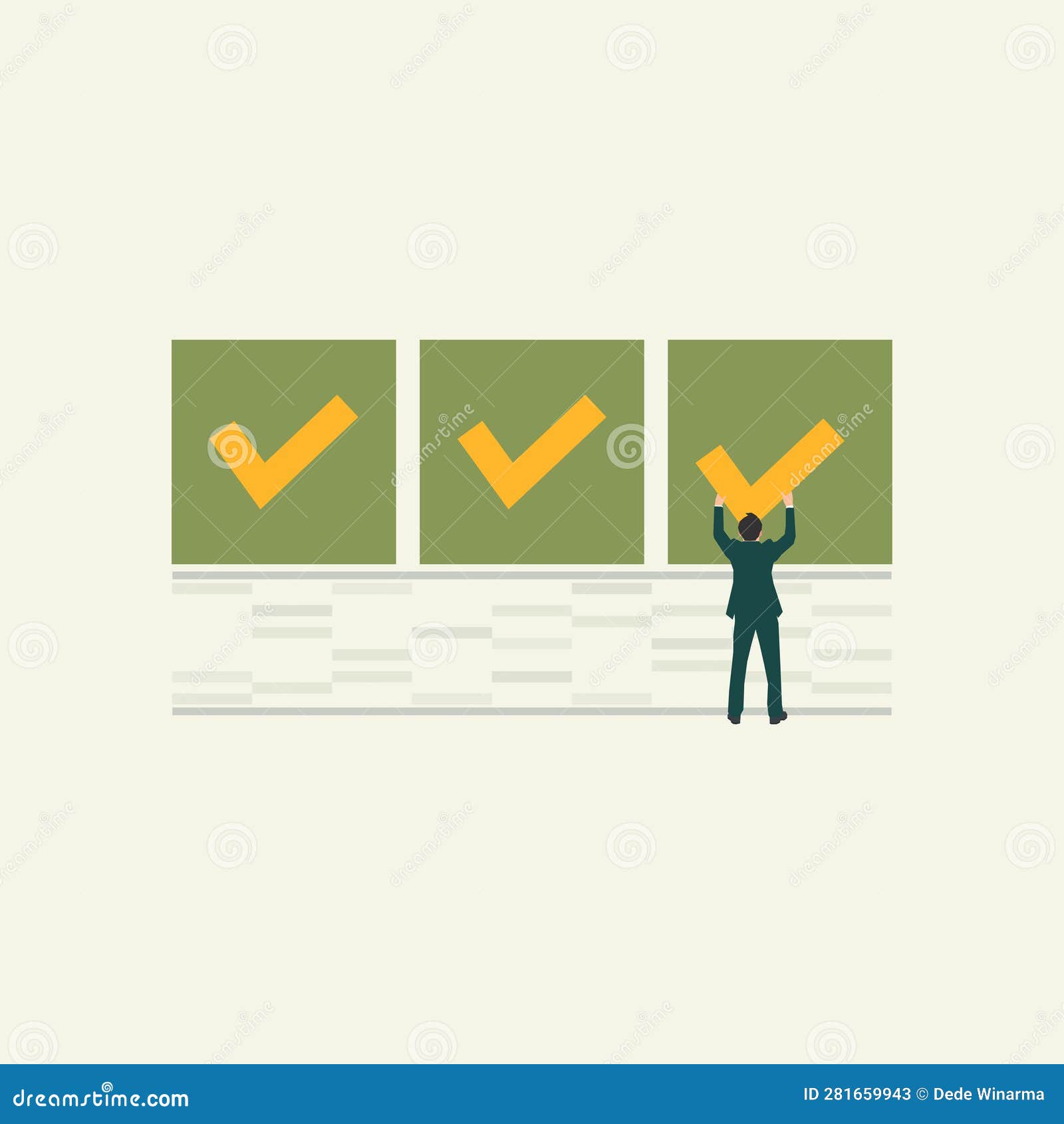 Businessman Holding Big Check To Complete the Task. Checklist To Remind ...