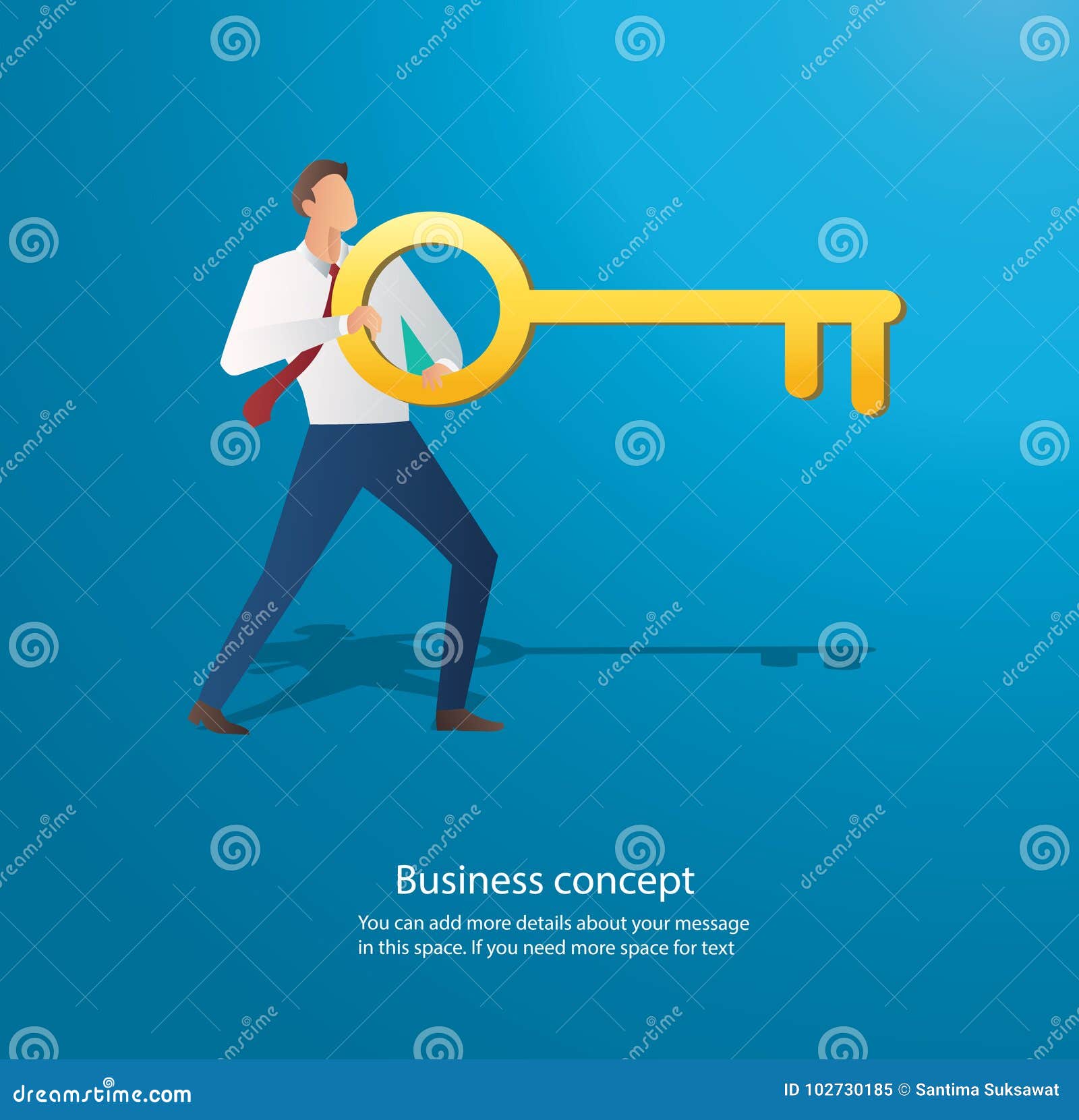 Businessman Holding the Big Key into Keyhole Stock Vector ...