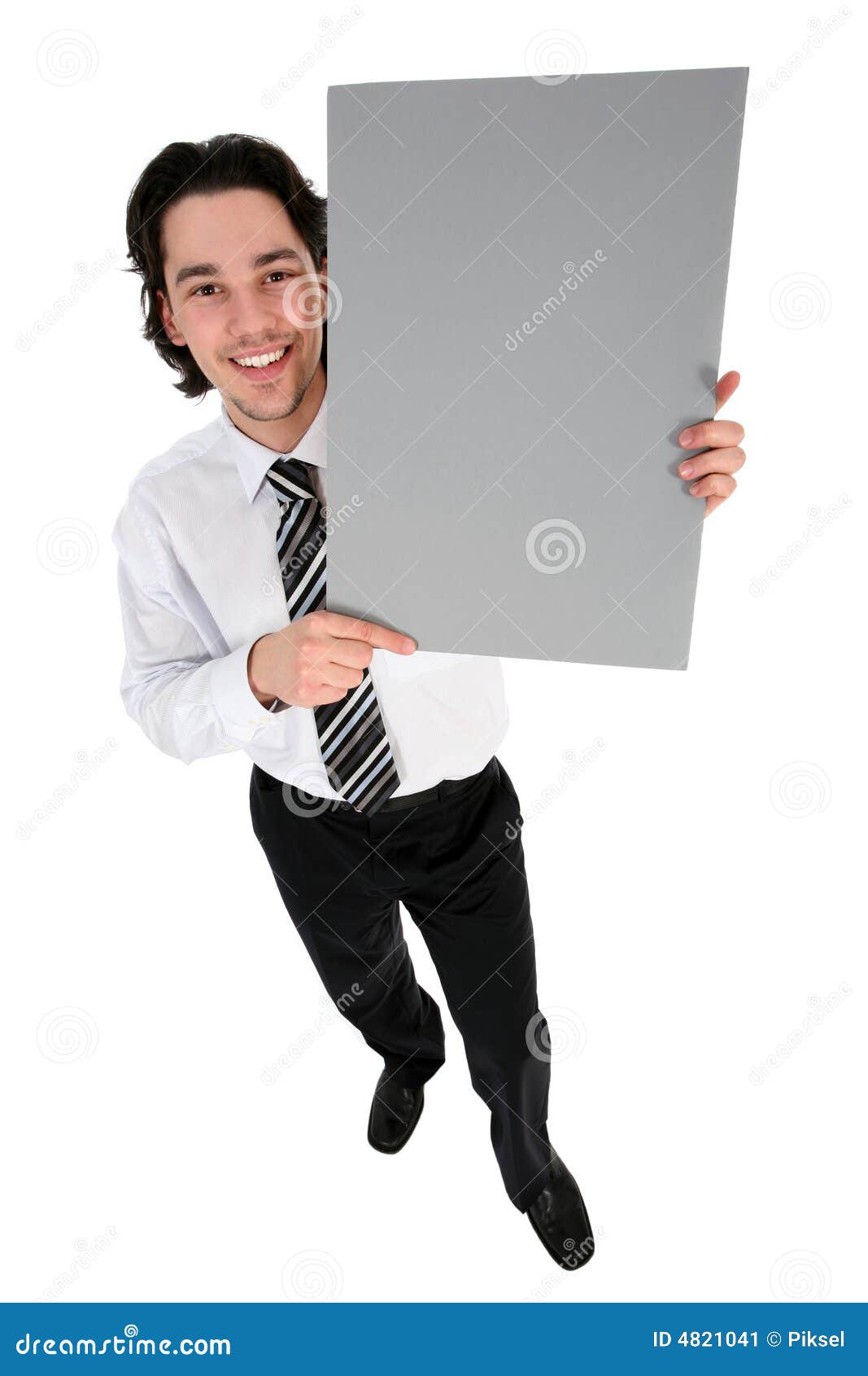 Businessman Holding Blank Poster Stock Image - Image of people, body ...