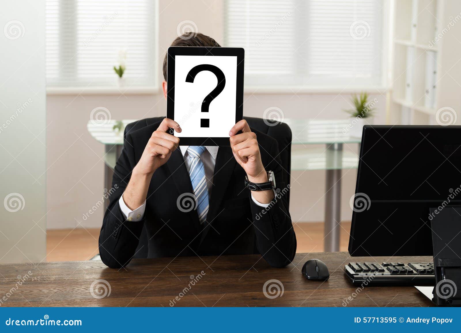 Businessman Holding Board with Question Mark Stock Image - Image of ...