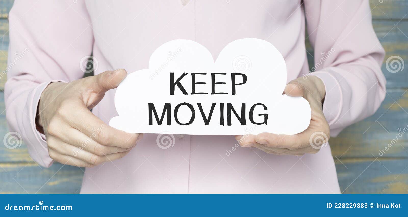 Holding a Card with Text KEEP MOVING Stock Image - Image of holding ...