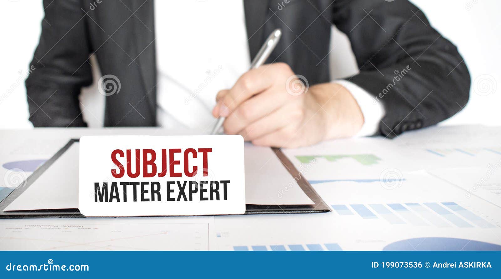 Businessman Holding a Card with Text SUBJECT MATTER EXPERT Stock Photo ...