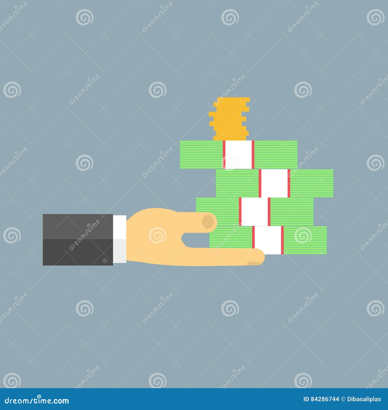 Businessman is Holding Cash. Stock Vector - Illustration of transaction ...