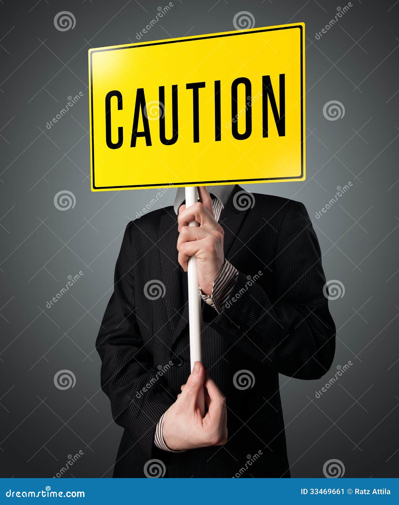 Businessman Holding a Caution Sign Stock Image - Image of boss, concept ...