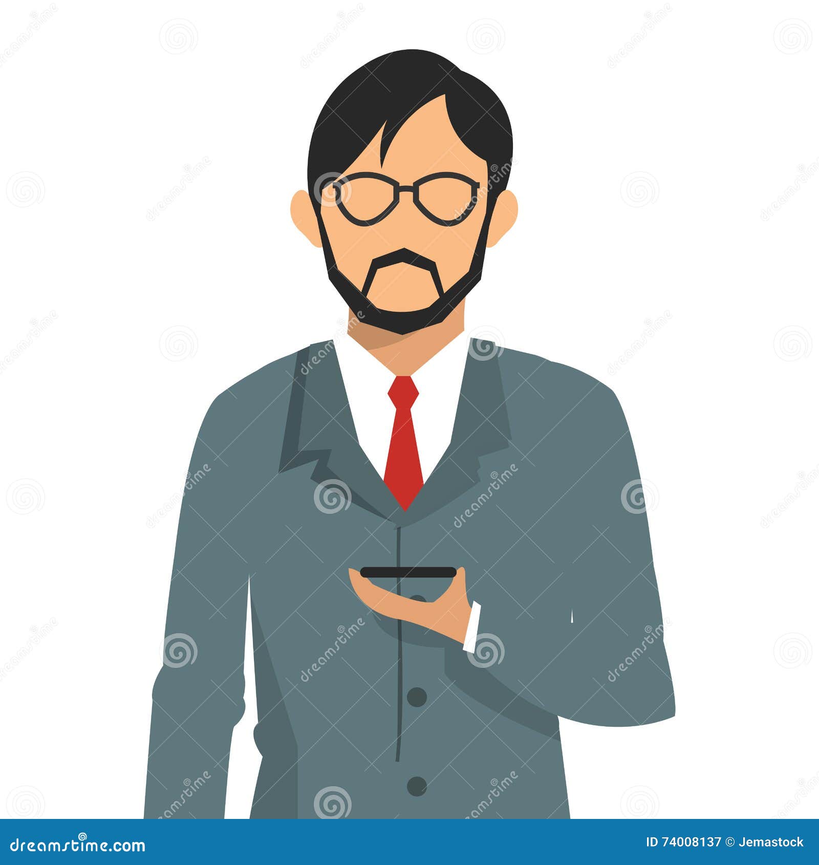 Businessman Holding Cellphone Icon Stock Illustration - Illustration of ...