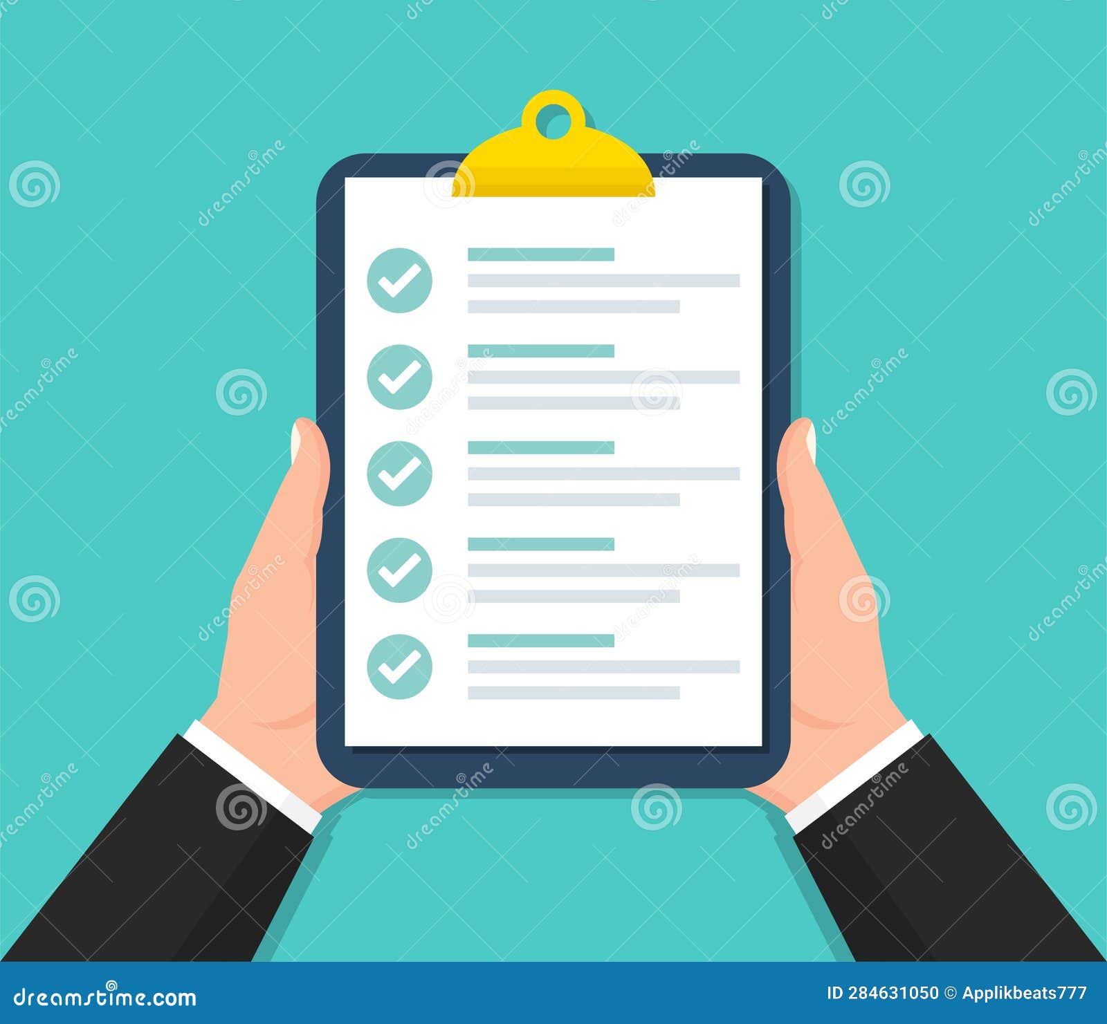 Businessman Holding Clipboard with Checklist in a Flat Design Stock ...