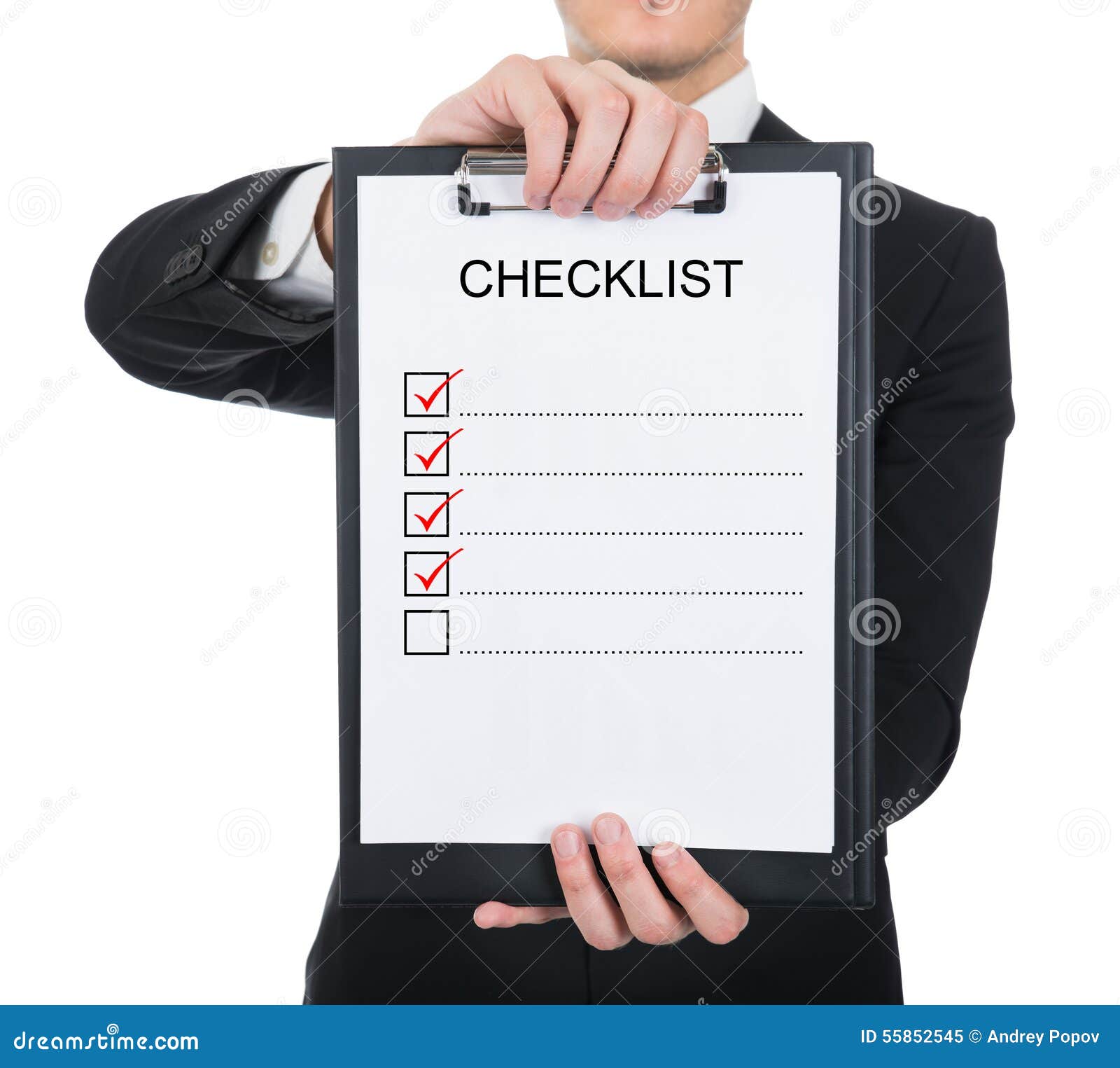 Businessman Holding Clipboard with Checklist Stock Image - Image of ...