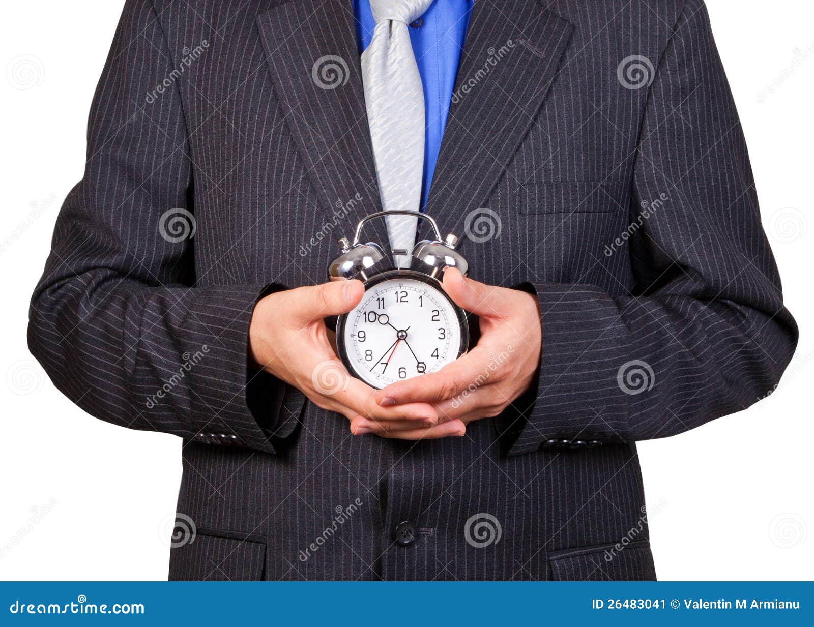 Businessman Holding a Clock Stock Image - Image of happy, white: 26483041