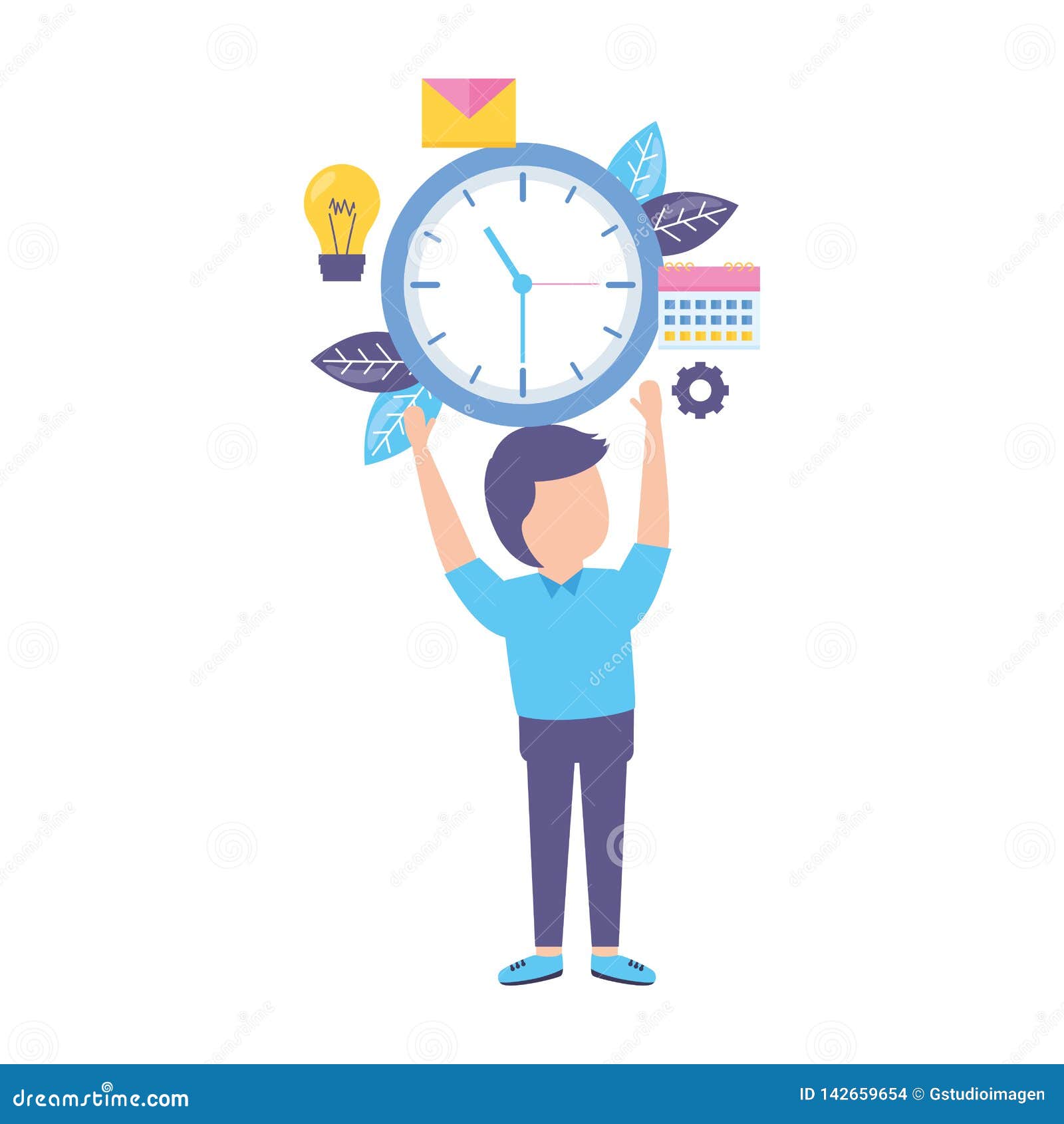 Businessman holding clock stock vector. Illustration of manager - 142659654