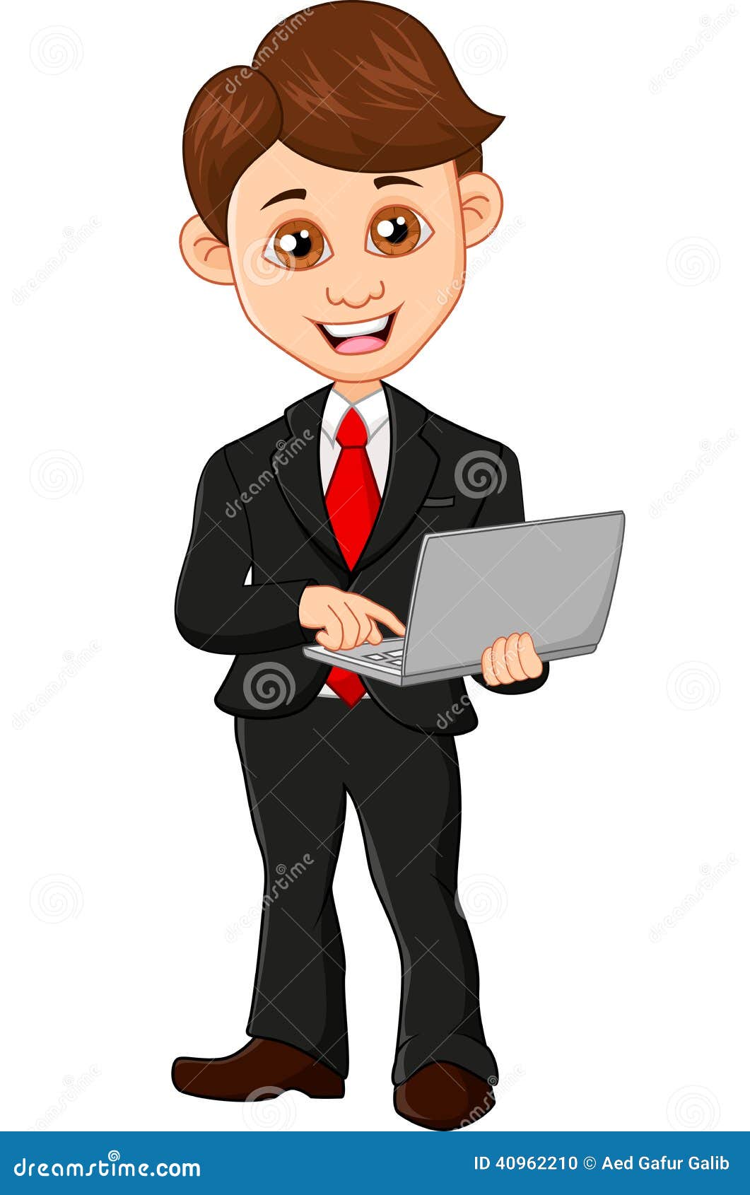 Businessman Holding a Computer Stock Vector - Illustration of cool ...