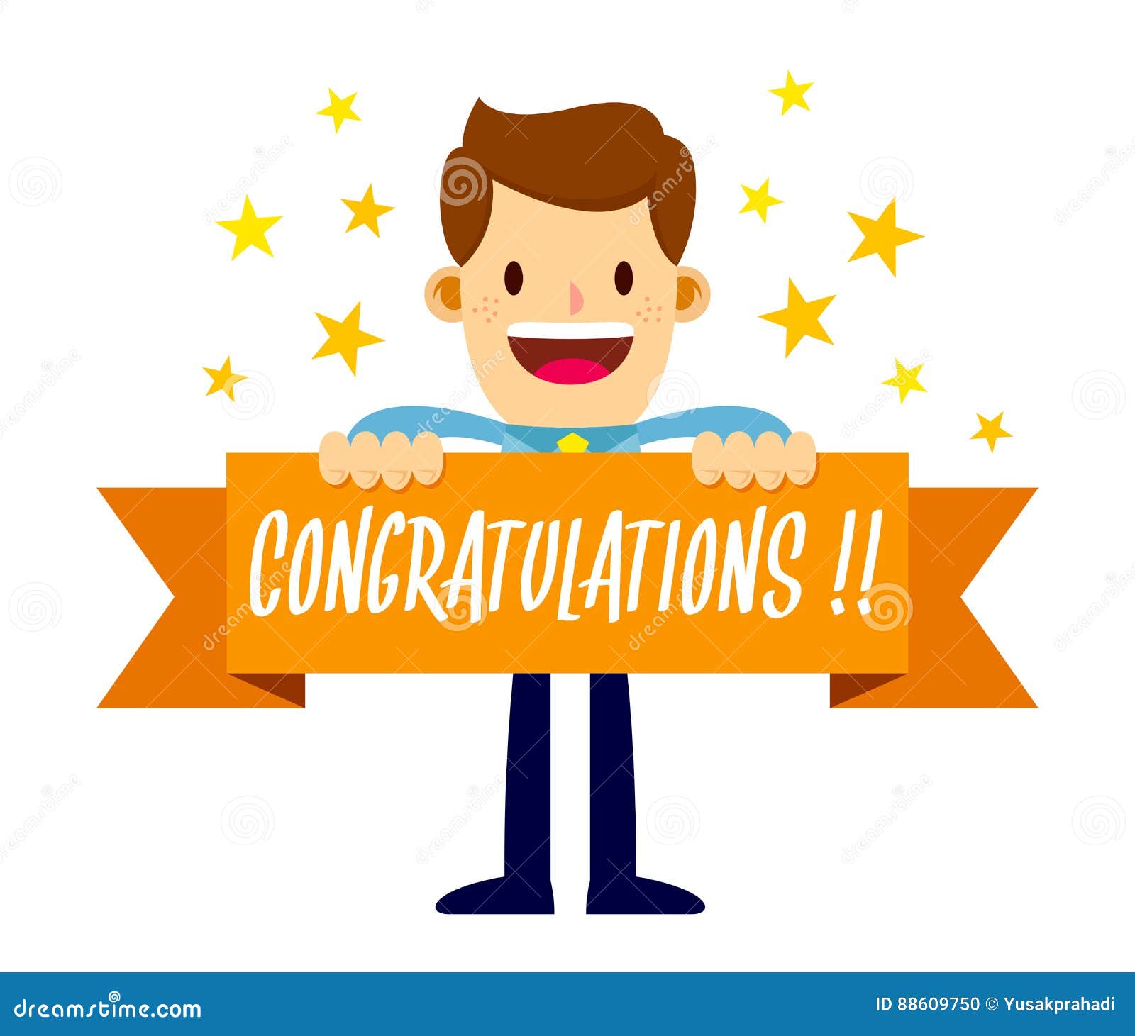 Businessman Holding a Congratulations Banner Stock Vector ...