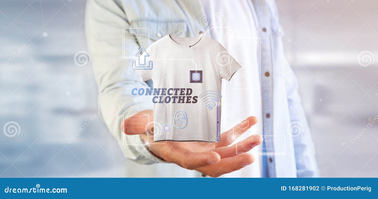 Businessman Holding a Connected Clothes with Data - 3d Rendering Stock ...