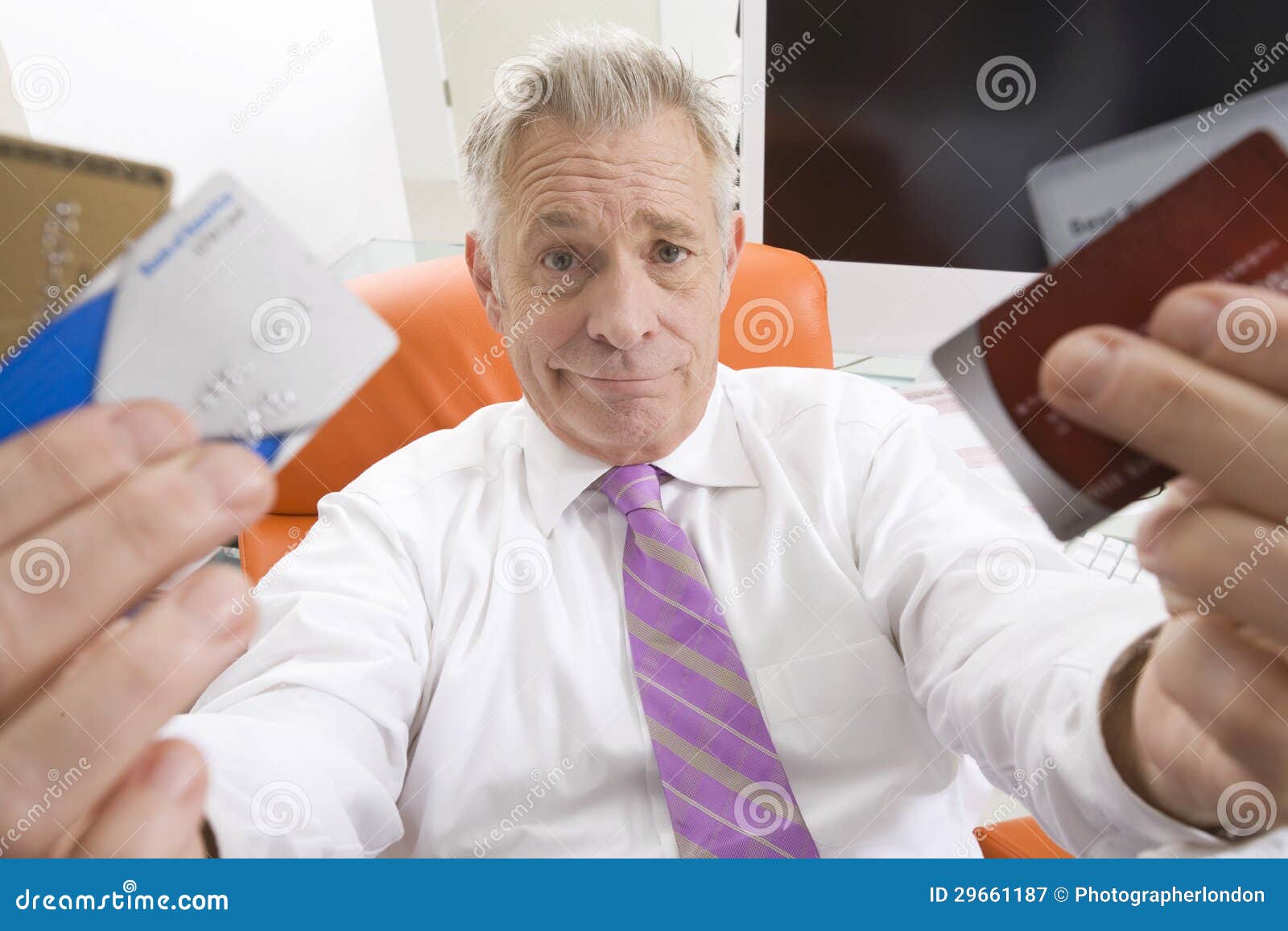 Businessman Holding Credit Cards Stock Image - Image of finance ...