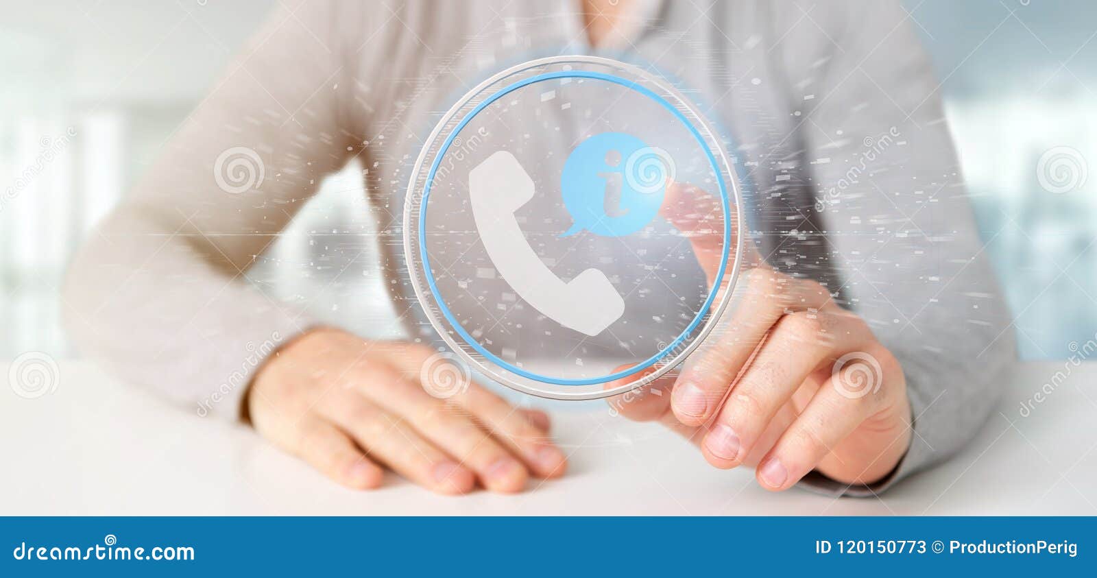 Businessman Holding a Customer and Assistance Hotline Service Bu Stock ...