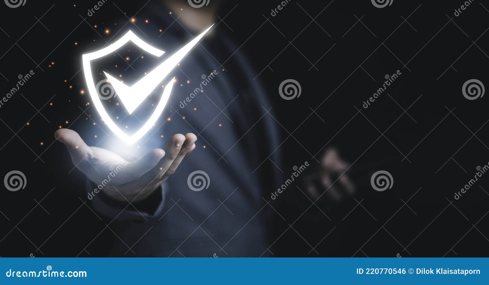 Businessman Holding Cyber Security and Information Technology Network ...