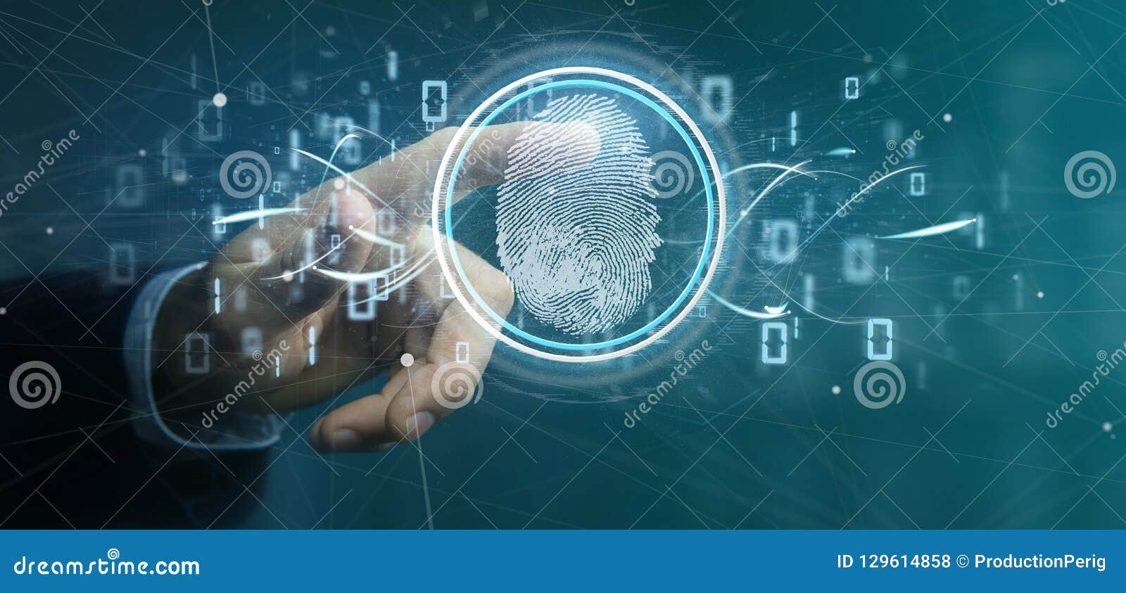 Fingerprint Identification System, Black Symbol Cartoon Vector ...