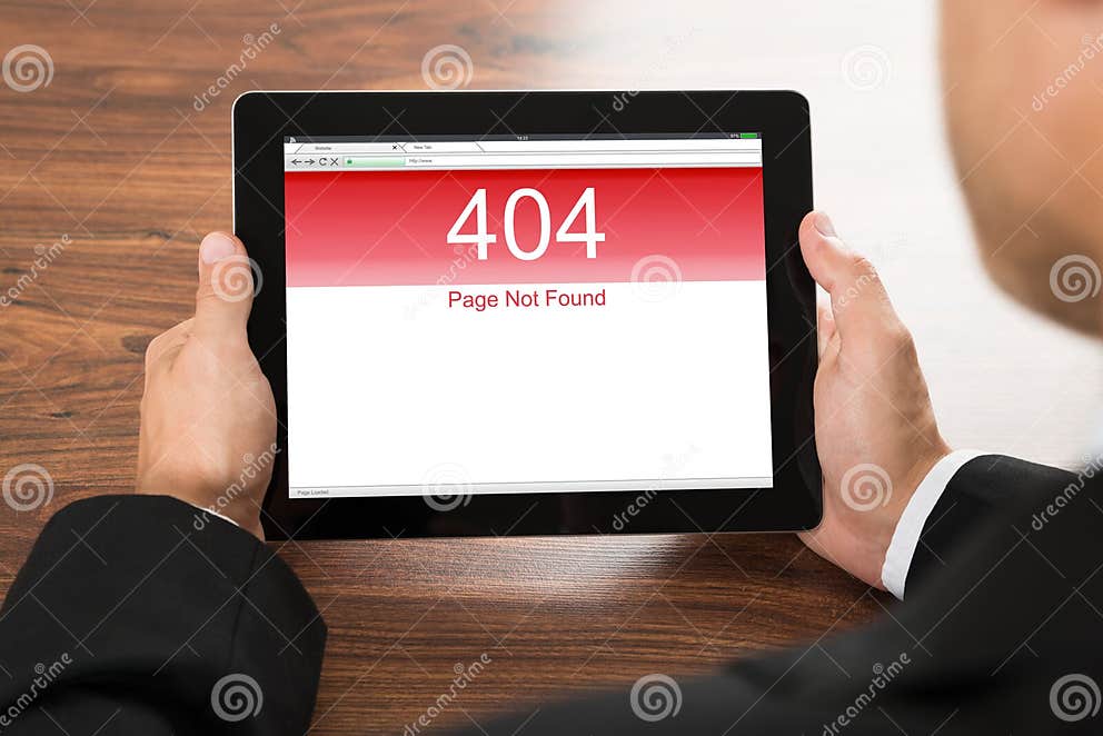 Businessman Holding Digital Tablet with Error Screen Stock Image ...