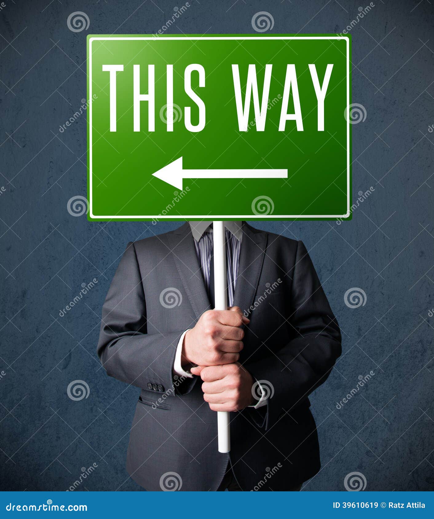 Businessman Holding a Direction Sign Stock Image - Image of hold ...
