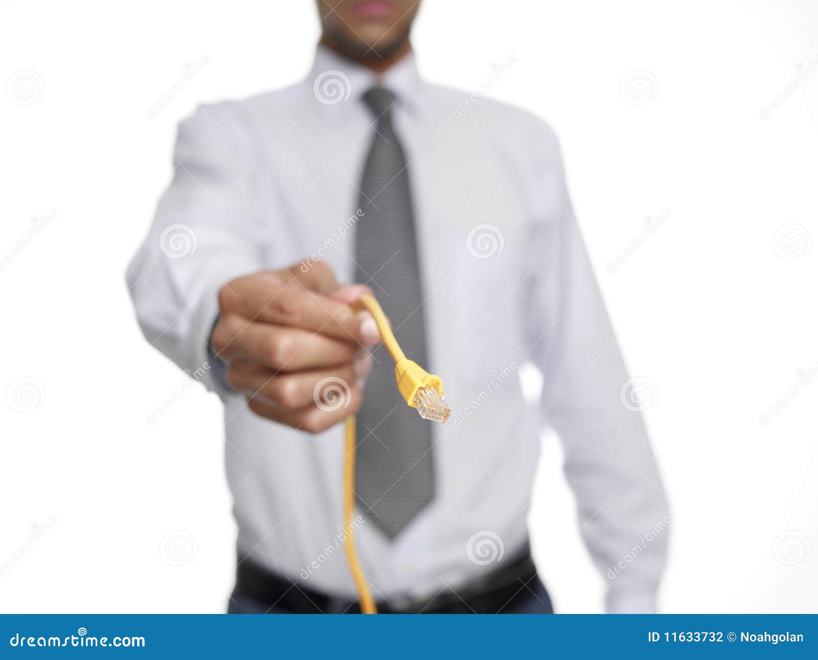 Businessman Holding Ethernet Cable Stock Photo - Image of connection ...