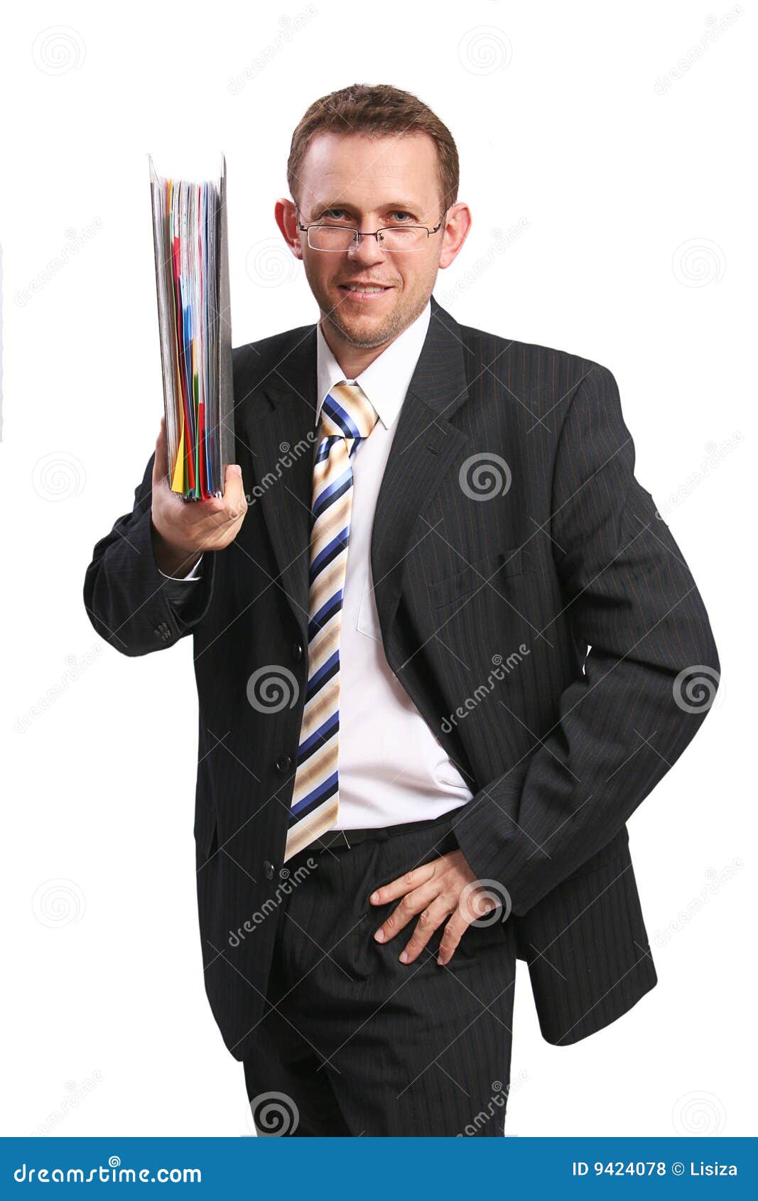 Businessman holding folder stock photo. Image of suit - 9424078