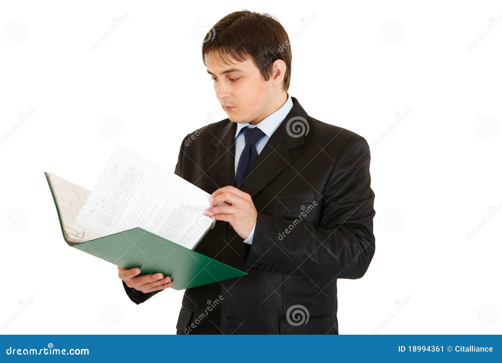 Businessman Holding Folder and Checking Documents Stock Image - Image ...