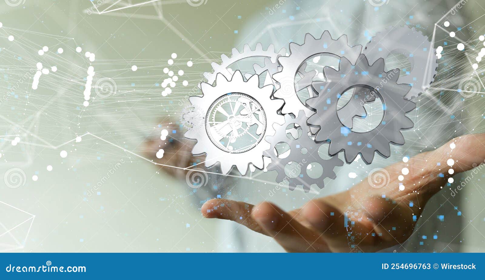 Businessman Holding Gears- a Concept of Success and Engineering Stock ...